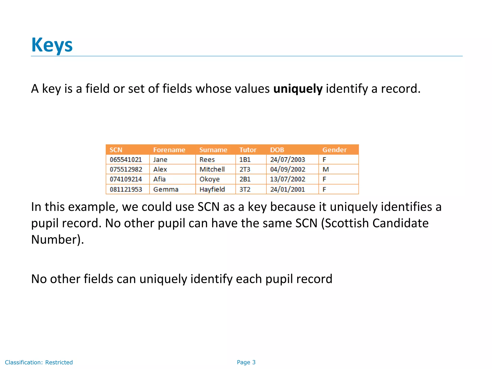 Database Keys | PPSX