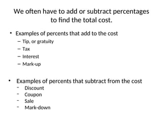 Day 8 - Percents and Total Cost answers.ppt