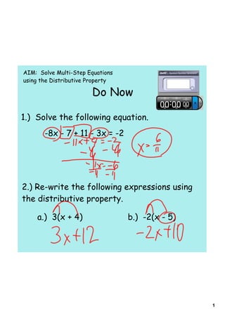 Day 9 distributive property equations day 2 | PDF