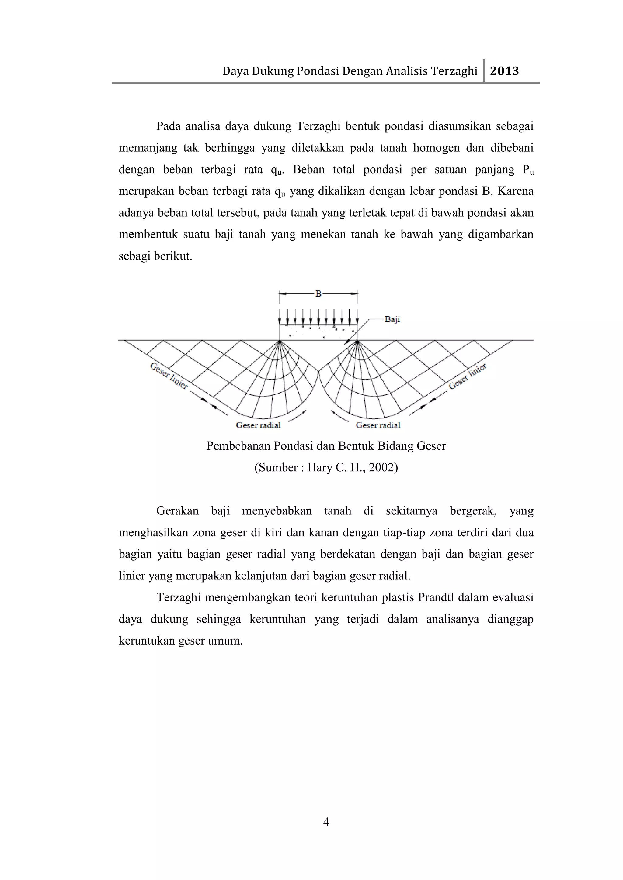 Daya dukung pondasi dengan analisis terzaghi | DOCX