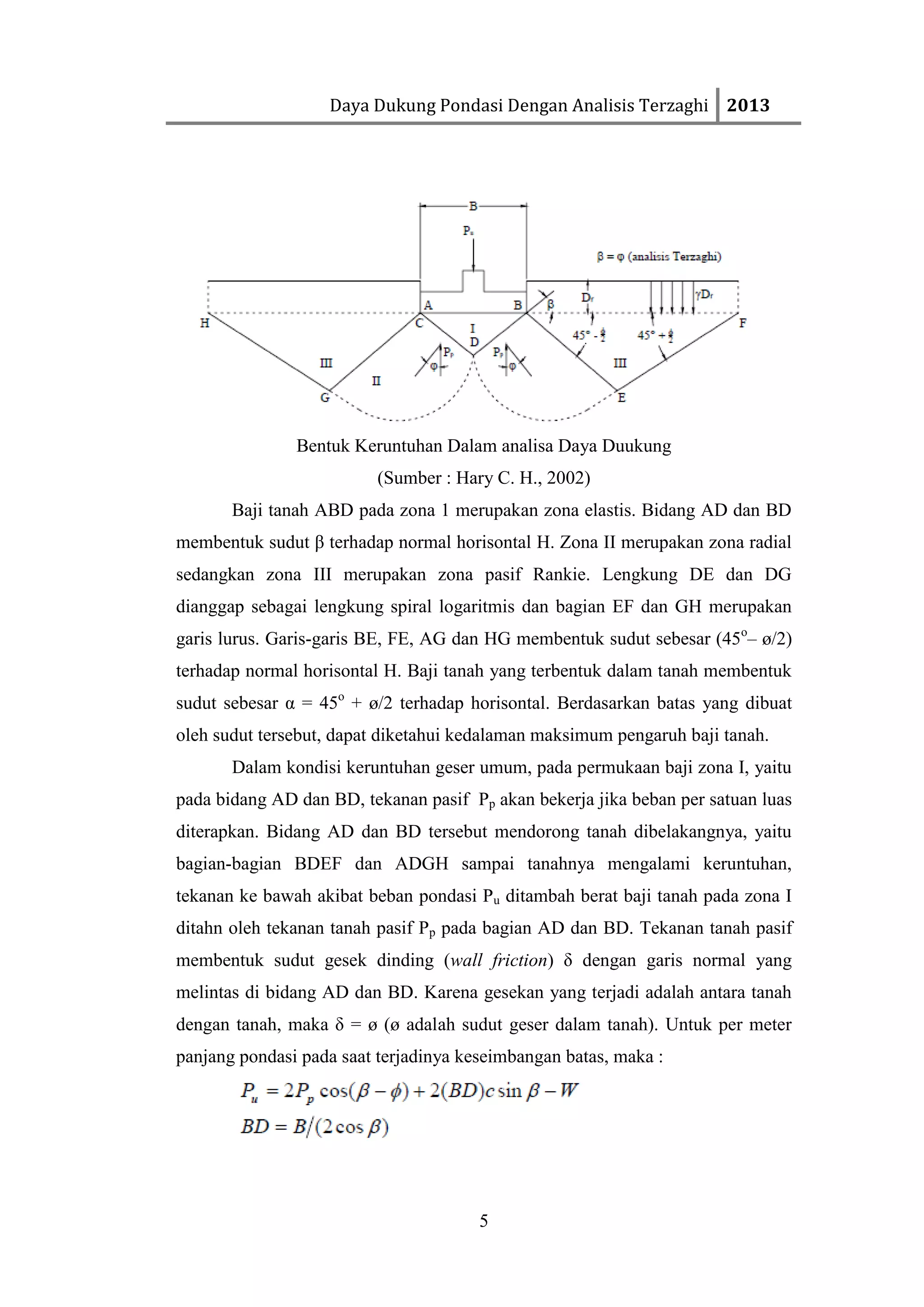 Daya dukung pondasi dengan analisis terzaghi | DOCX