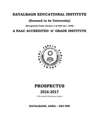 Dayalbagh educational institute faculty of engineering prospectus 2016 ...