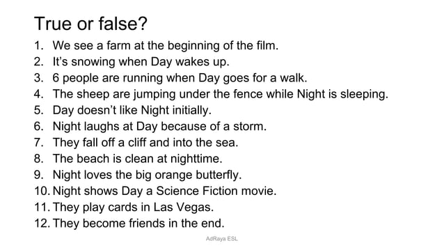 "Day and Night" Pixar Short Film Activity | PPT