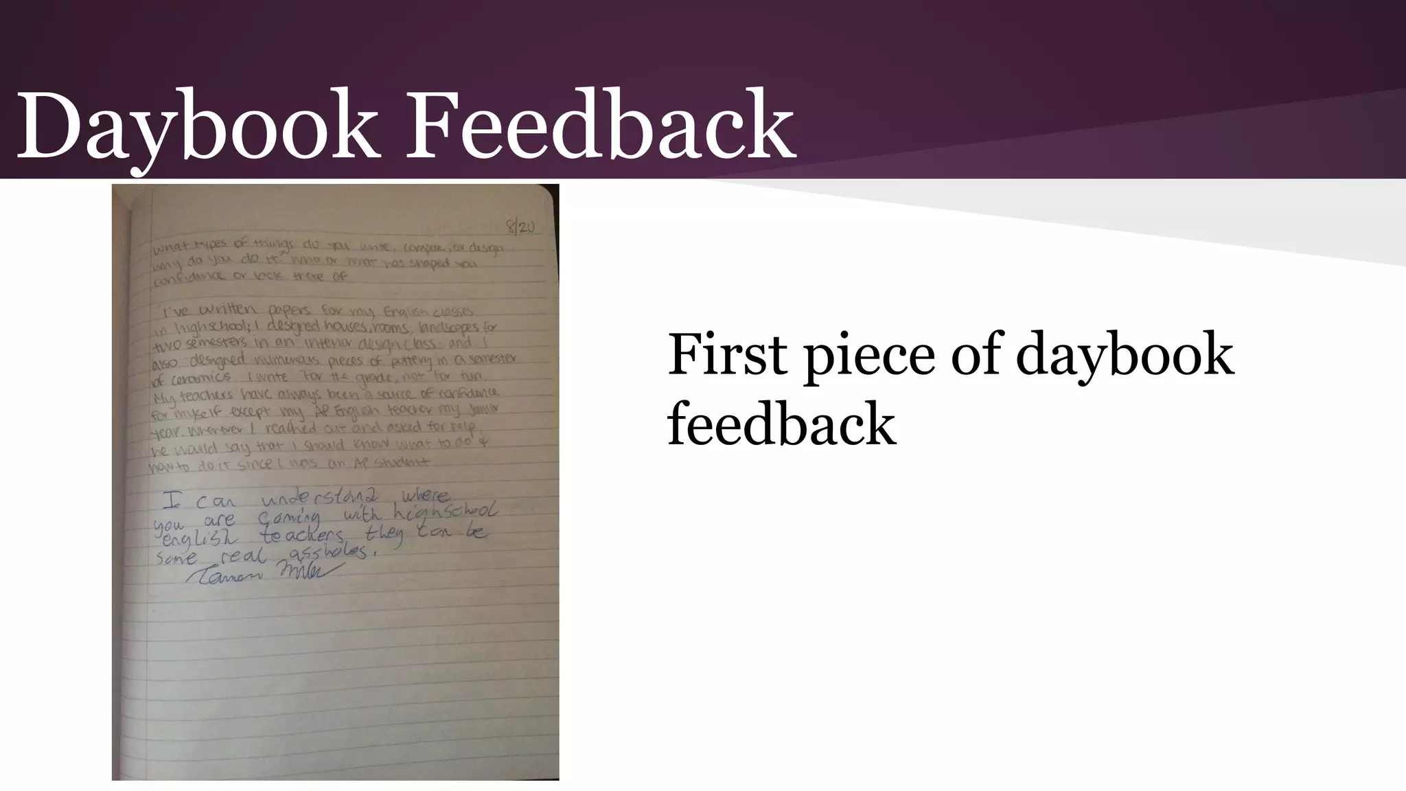 Daybook feedback | PDF