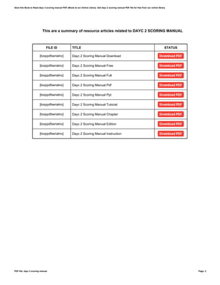 Dayc 2 scoring manual | PDF