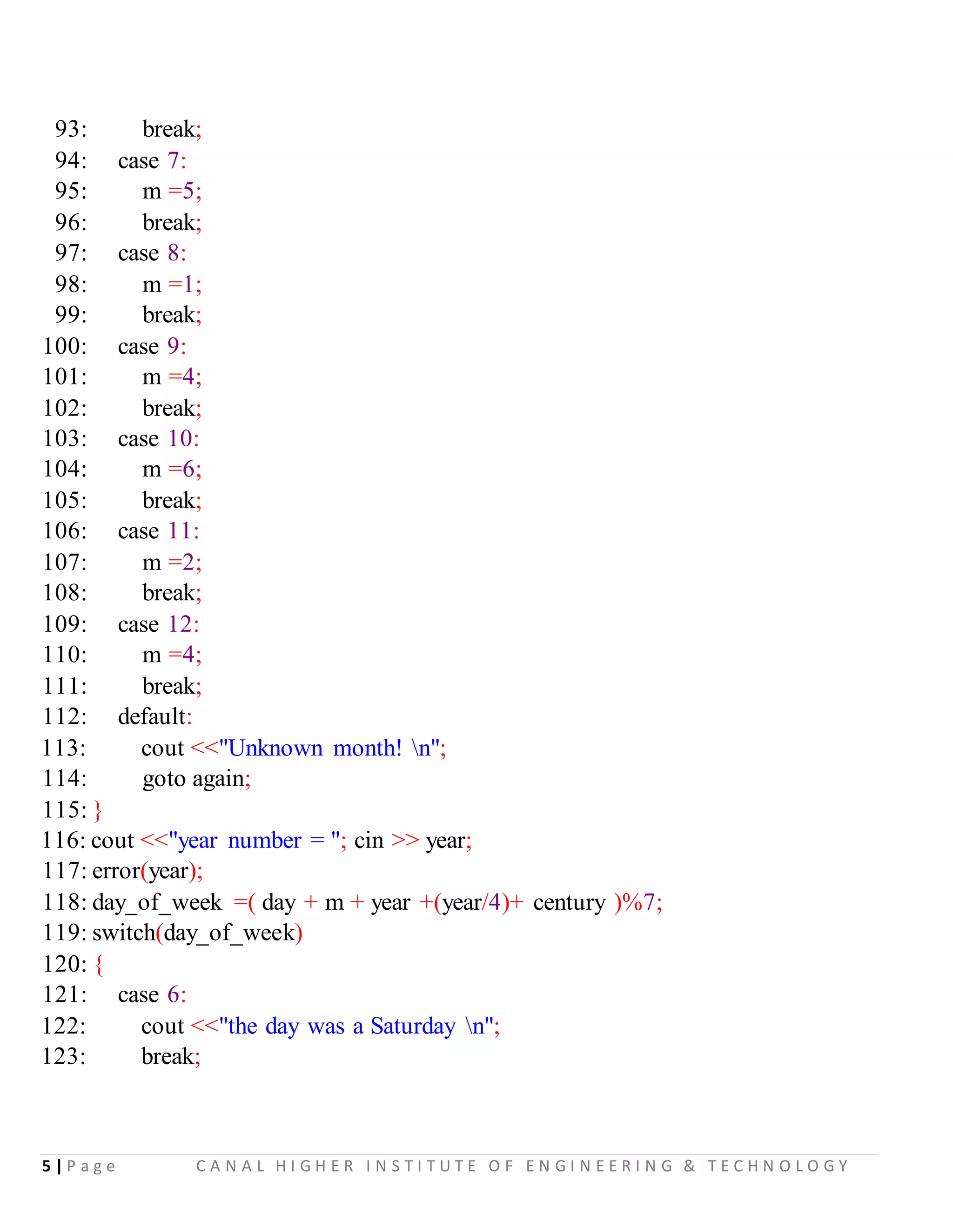 C++ program: Day calculation .cpp