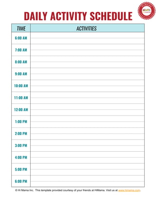Daycare & Preschool Daily Schedule | PDF