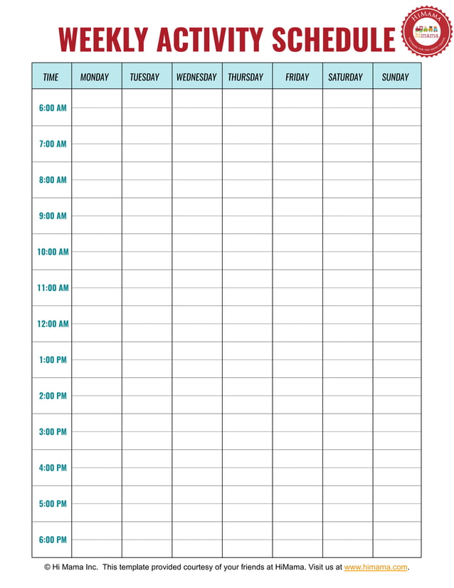 Daycare & Preschool Weekly Schedule | PDF