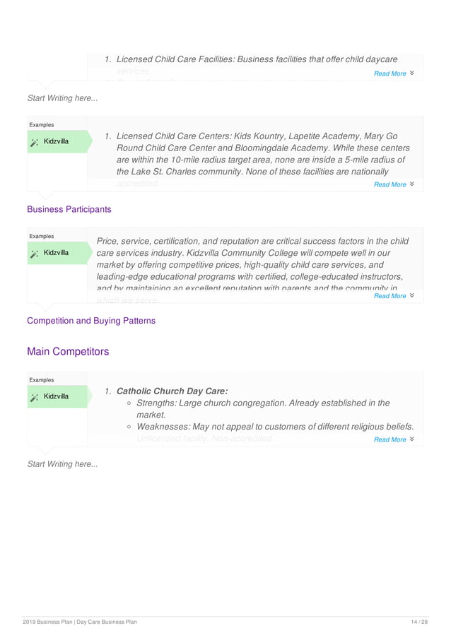 Day care business plan example | PDF | Daycare and Pre-School | Parenting