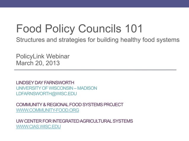 Food Policy Councils 101 | PPTX | Agriculture | Industries