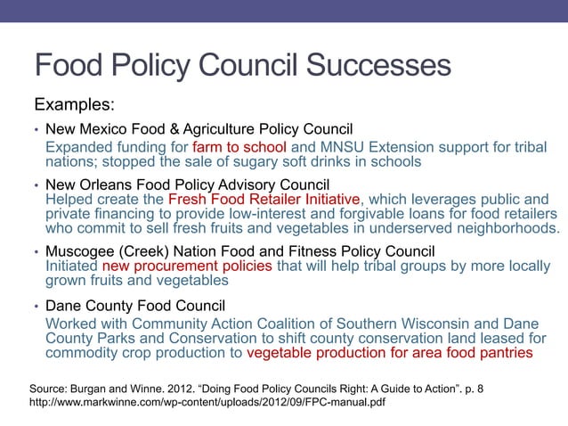 Food Policy Councils 101 | PPTX | Agriculture | Industries