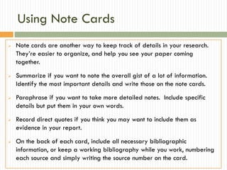 Research Papers - Gathering Grid & Note Cards | PPTX