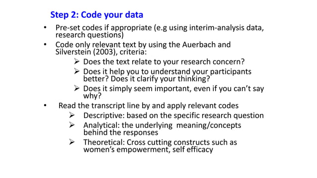 Day Four qualitative workshop | PPT