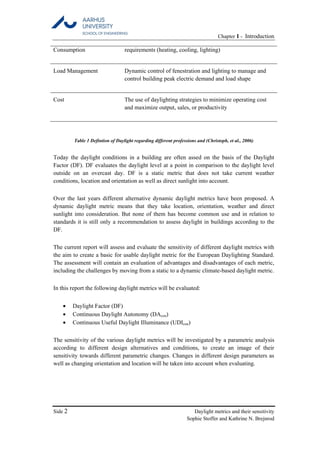 Daylight metrics and their sensitivity | PDF
