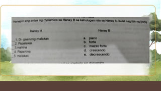 MGA DAYNAMIKS NA CRESENDO AT DECRESENDO- WEEK 2- QUARTER 4- | PPT