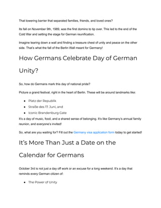 Day of German Unity – The Most Significant Festival of Germany | PDF