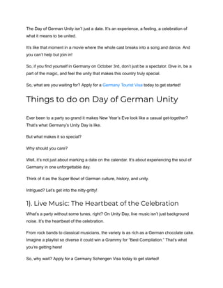 Day of German Unity – The Most Significant Festival of Germany | PDF