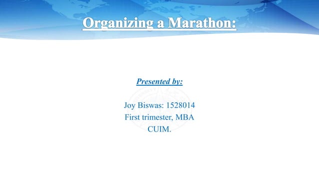 Organizing a marathon | PPTX