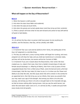 Day Of Resurrection Described In Quran | PDF