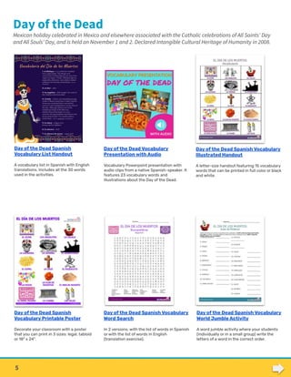 Day of the Dead and Halloween Spanish Class Activities: Class Guide for ...