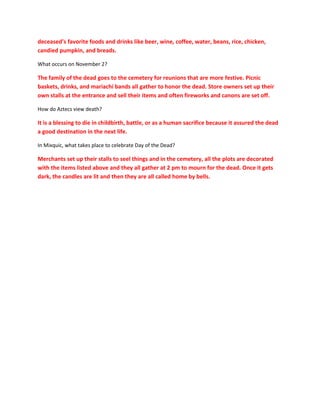 Day of the dead work sheets | DOCX | National & Civic Holidays | Holidays