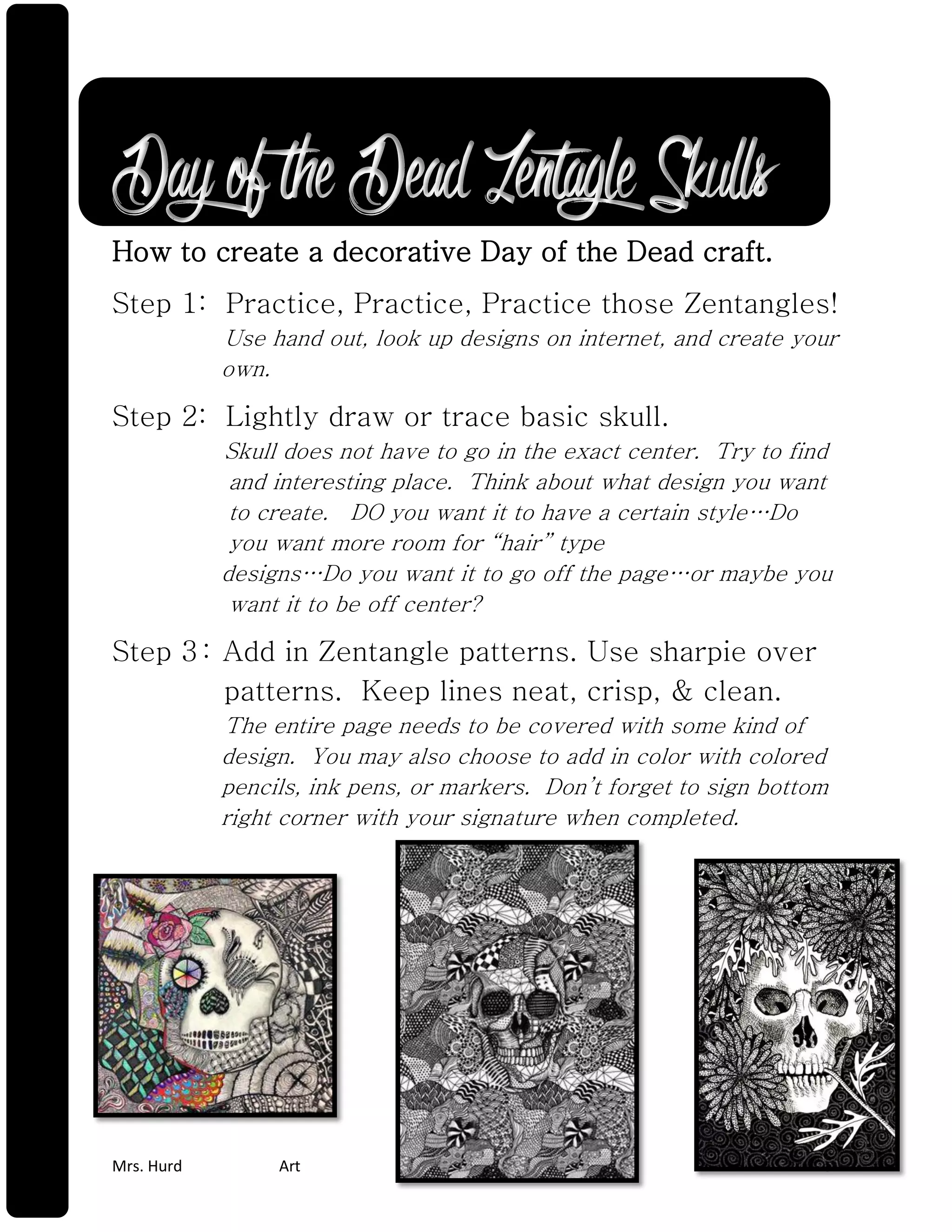 Day of the dead zentagle skulls | PDF