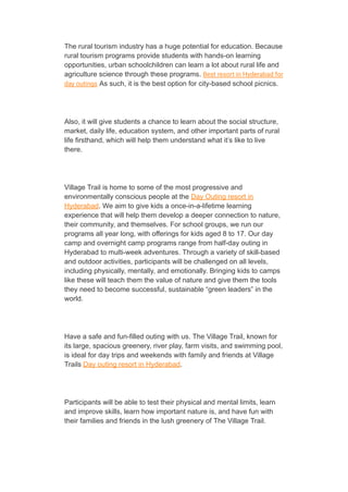 Day Outing Resort in Hyderabad | Village Trails | PDF