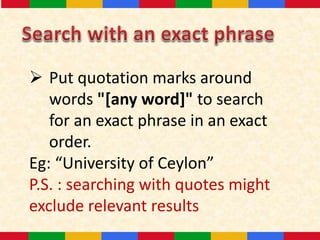 Tips on google search | PPT