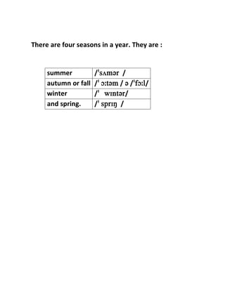 Days, Months and Seasons. | PDF