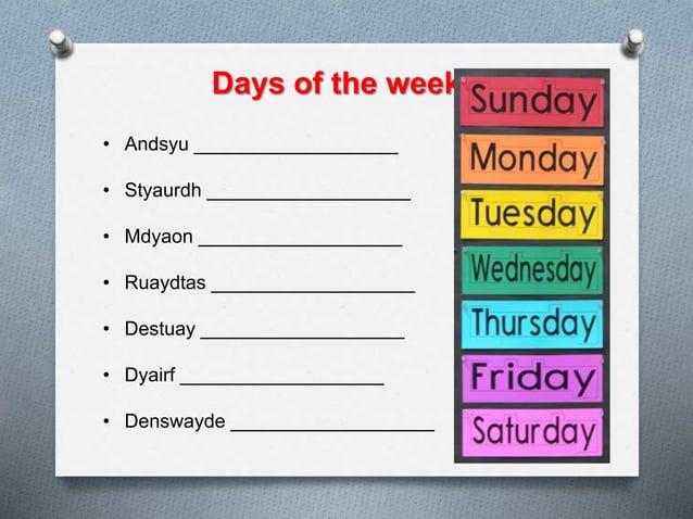 Days, months, seasons, parts of | PPT
