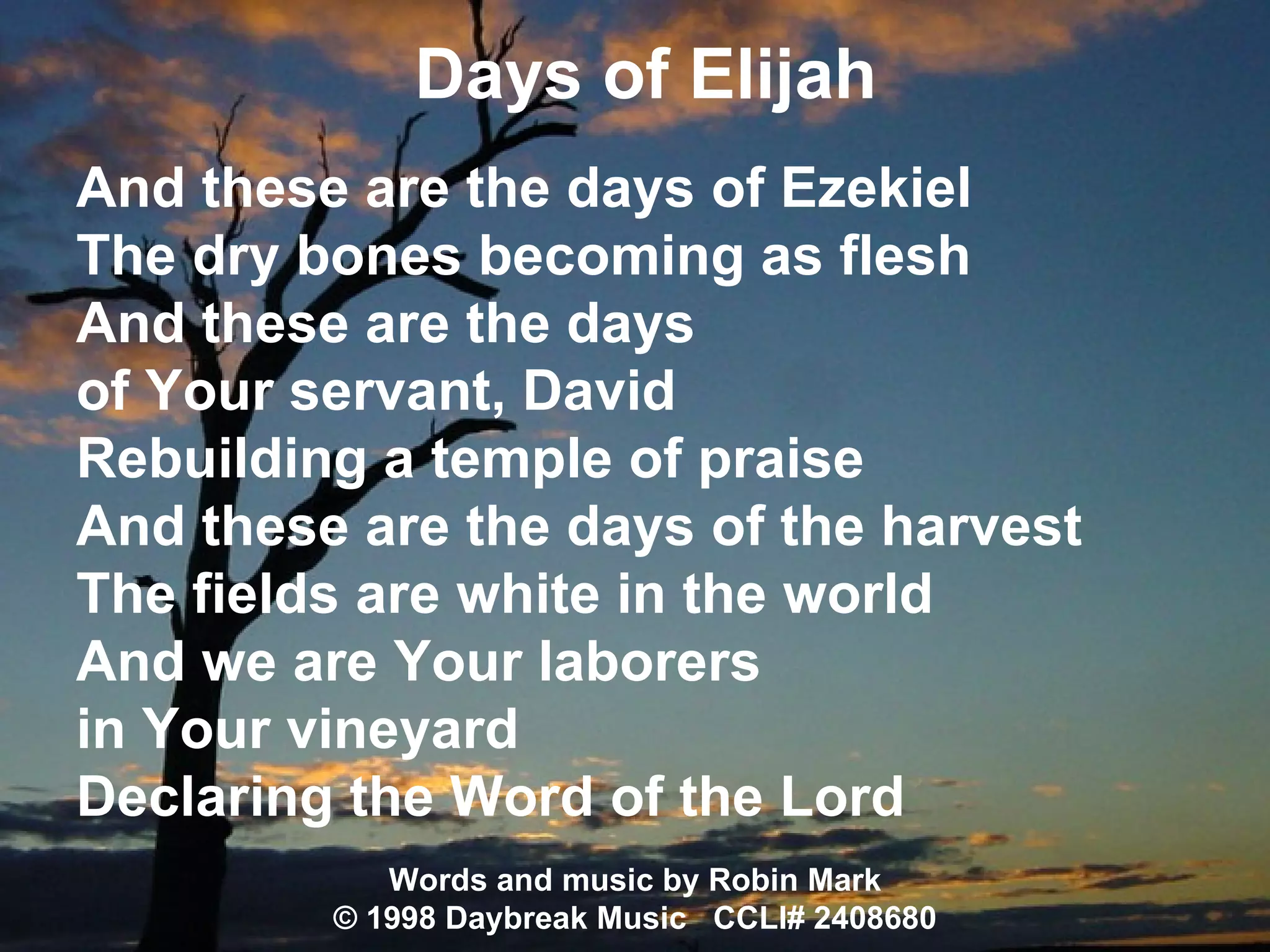 Days Of Elijah lyrics | PPT