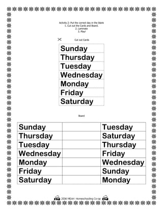 Daysofthe Week Activity Cards | PDF