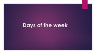 days of the week and ordinal numbers until 7 | PPTX