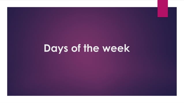 days of the week and ordinal numbers until 7 | PPTX