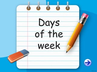 Days of the week - presentation for preschoolers | PPTX