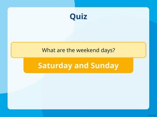 Days of the week - presentation for preschoolers | PPTX