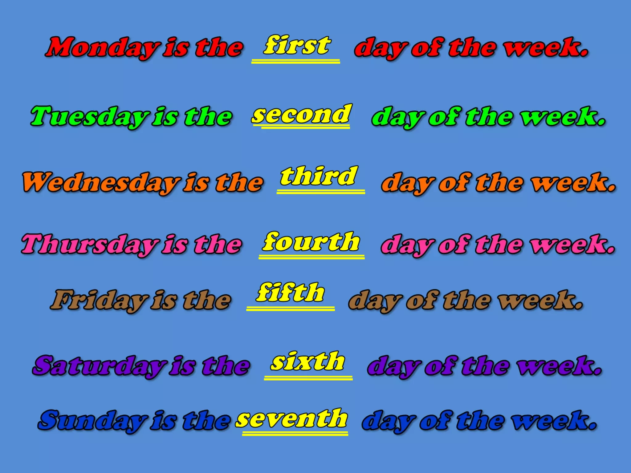 Days of the Week and Ordinal Numbers | PPT