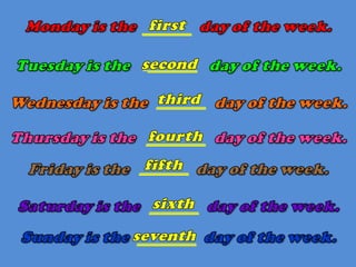 Days of the Week and Ordinal Numbers | PPT