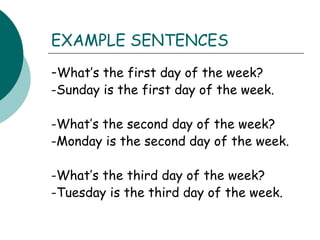 Days of the week Dates | PPT