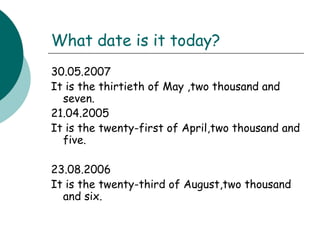Days of the week Dates | PPT