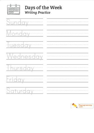 Days of the_week_writing_practice_sheet | PDF