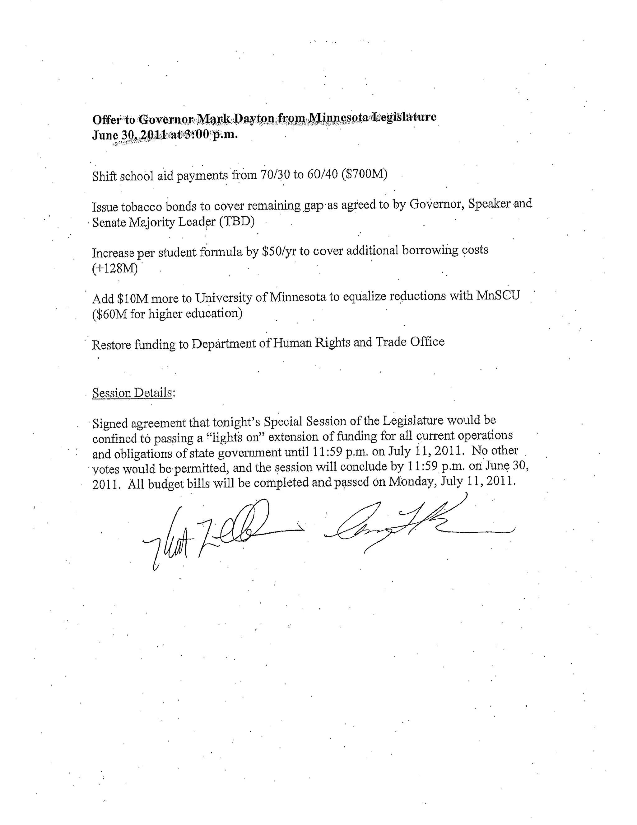 Gov. Mark Dayton letter | PDF