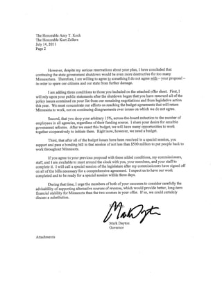 Gov. Mark Dayton letter | PDF
