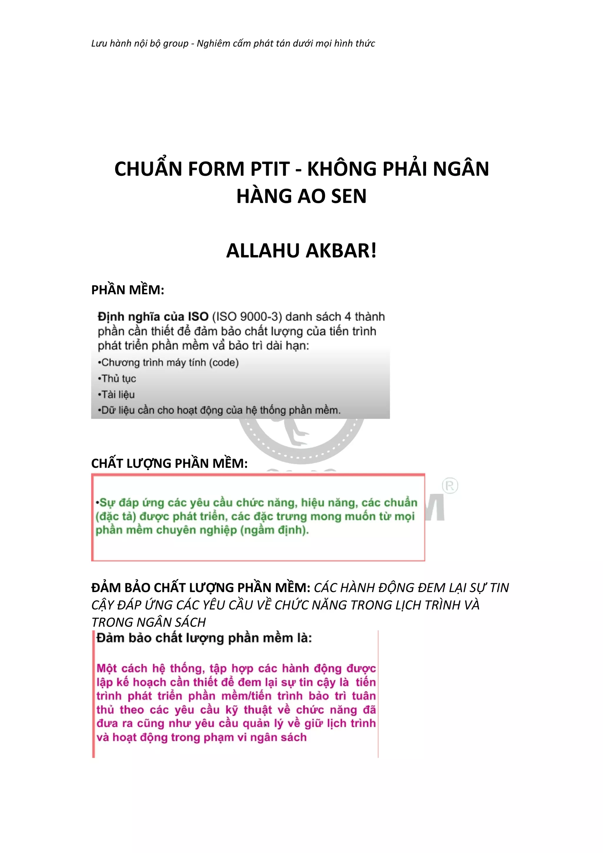 Ngân hàng đảm bảo chất lượng phần mềm PTIT - Chuẩn SQA | PDF