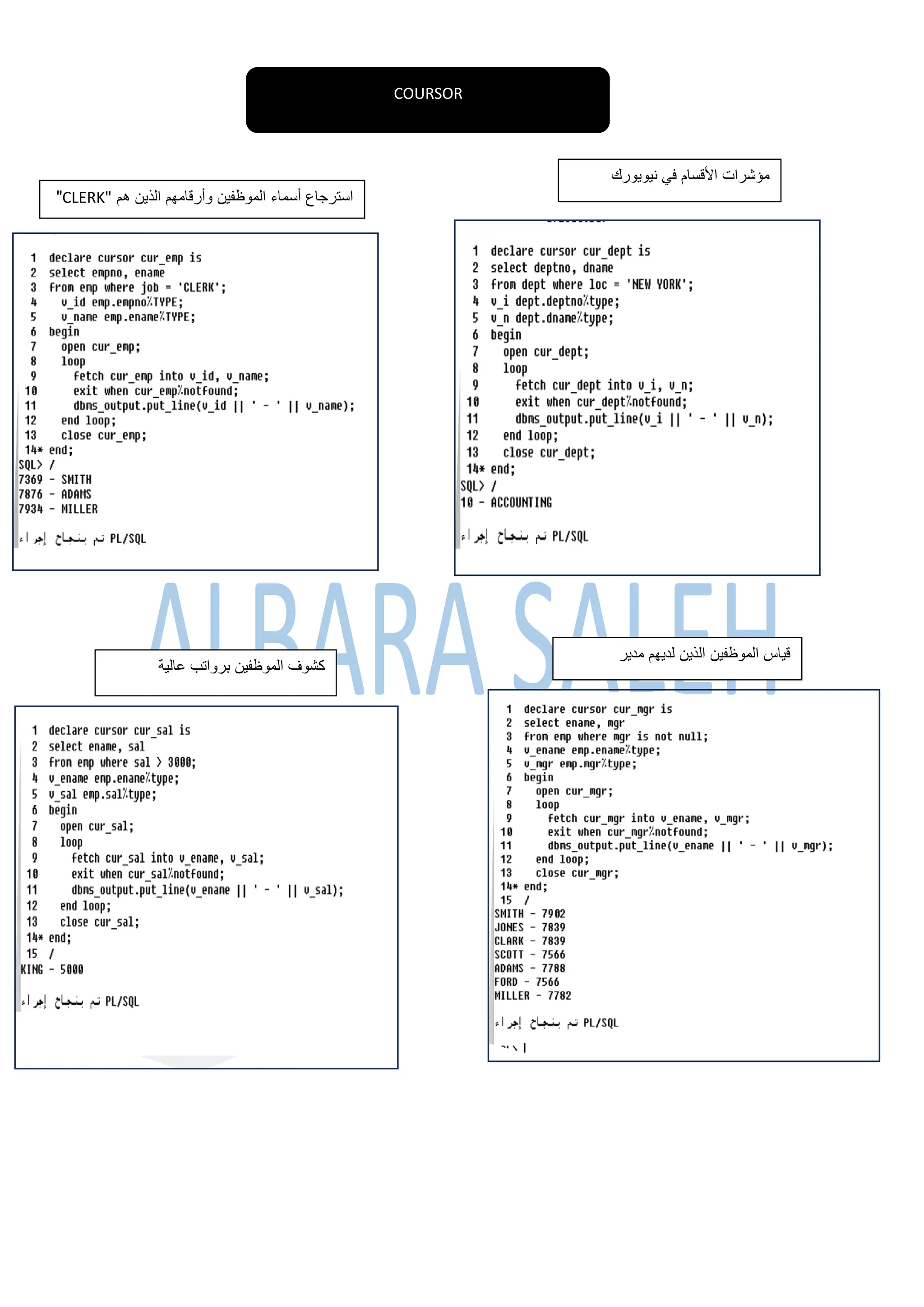 Cursors+Functions+Procedures+(EMP و DEPT)PL/SQL | PDF