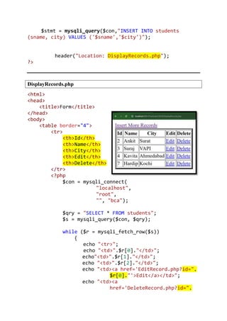 "PHP and MySQL CRUD Operations for Student Management System" | PDF