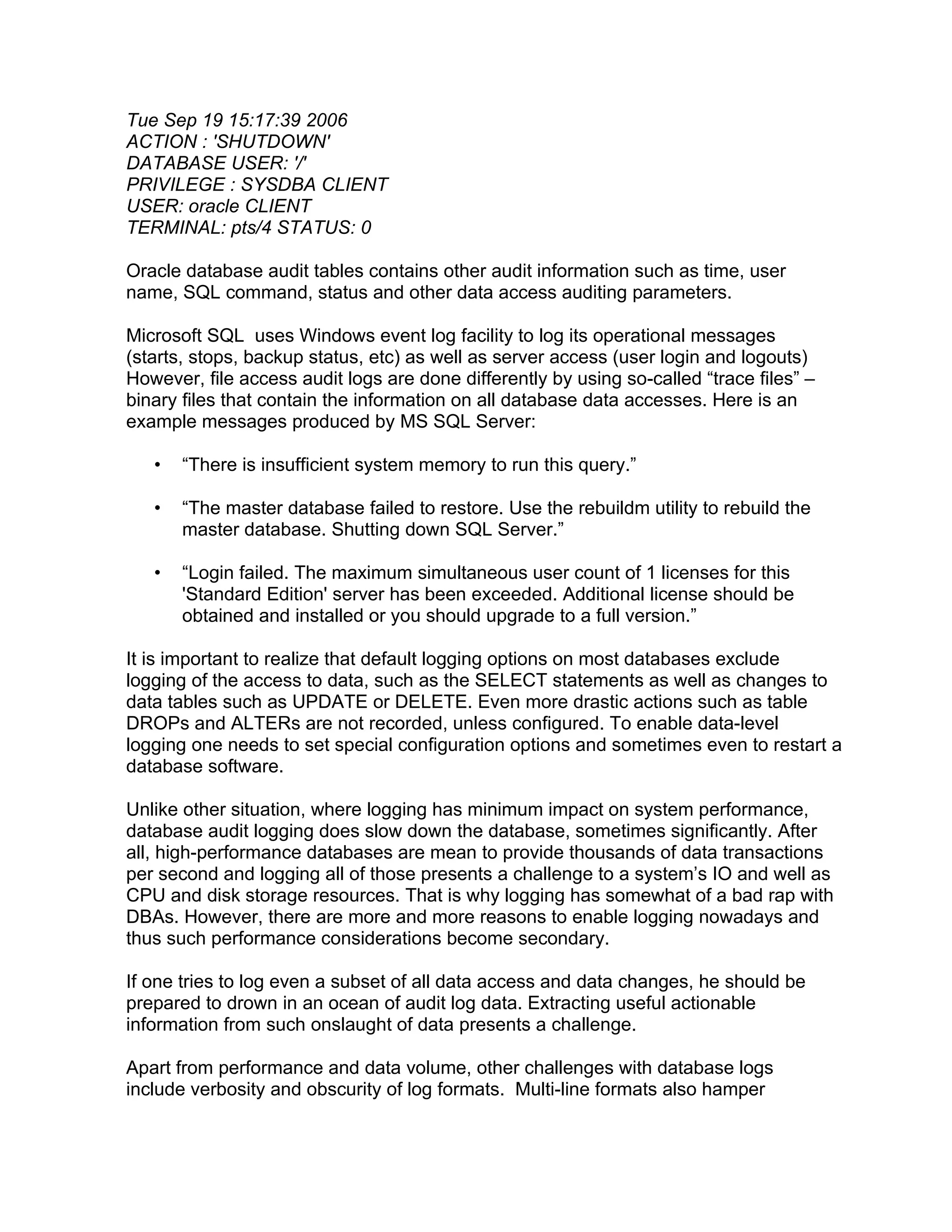 Introduction to Database Log Analysis | RTF