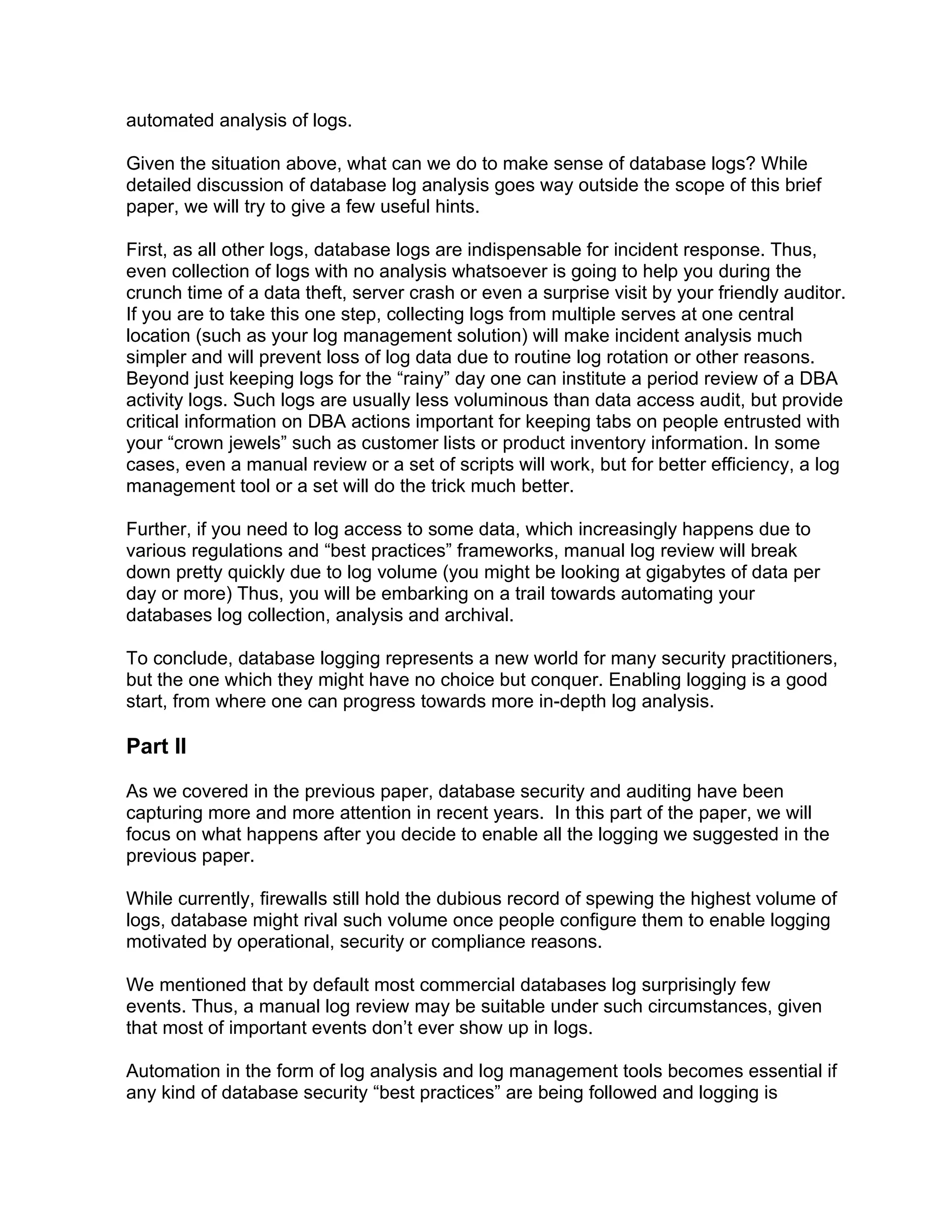 Introduction to Database Log Analysis | RTF
