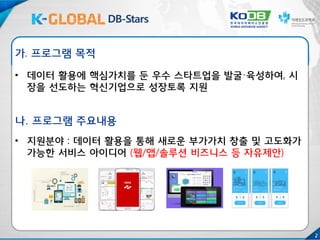 데이터 활용 스타트업을 위한 특화 지원사업 DB-Stars 안내 | PPT