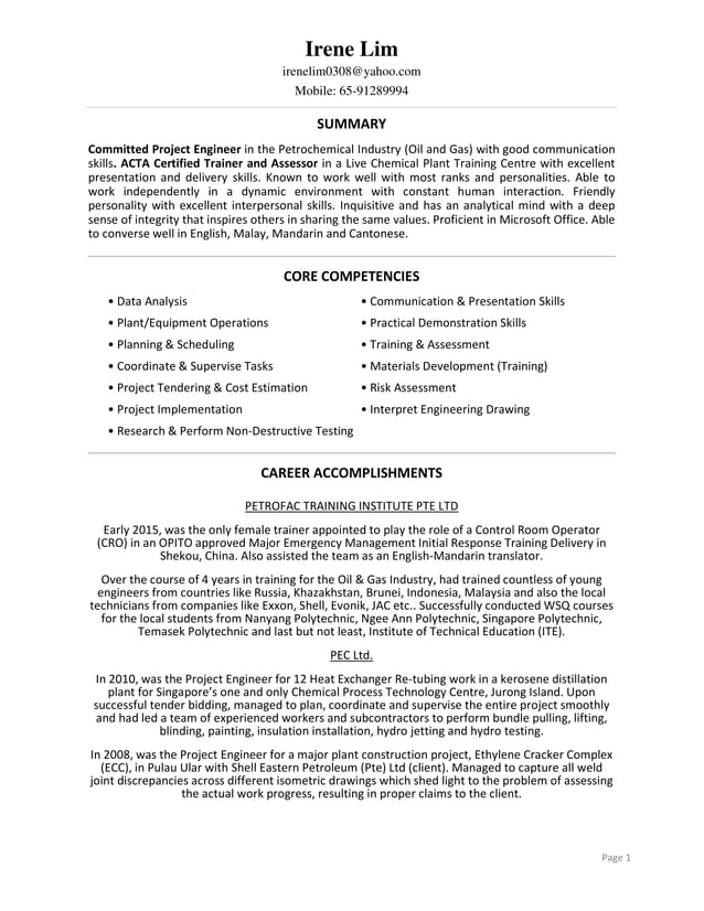 Irene Lim (Resume) | PDF